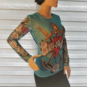 Yellowman | Tops | Tatoo Top | Poshmark